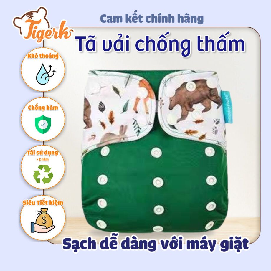 Bỉm Tã vải Happy Flute Cơ Bản - Nhóm Màu BK21 - TigerK
