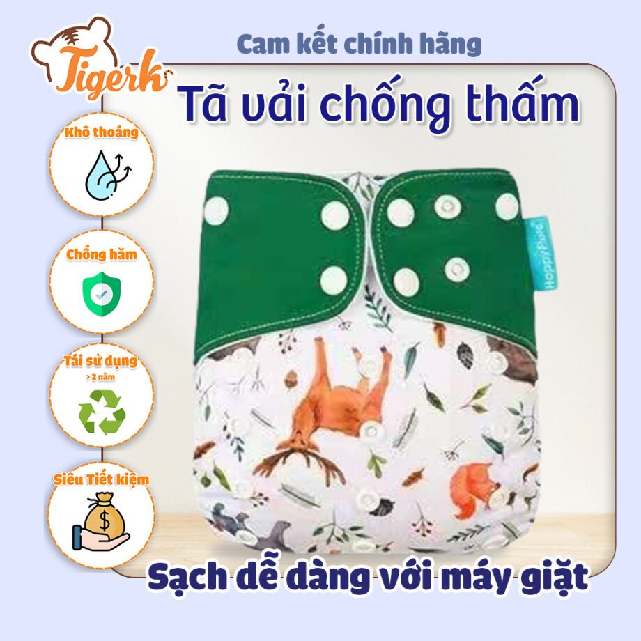 Bỉm Tã vải Happy Flute Cơ Bản - Nhóm Màu BK21 - TigerK